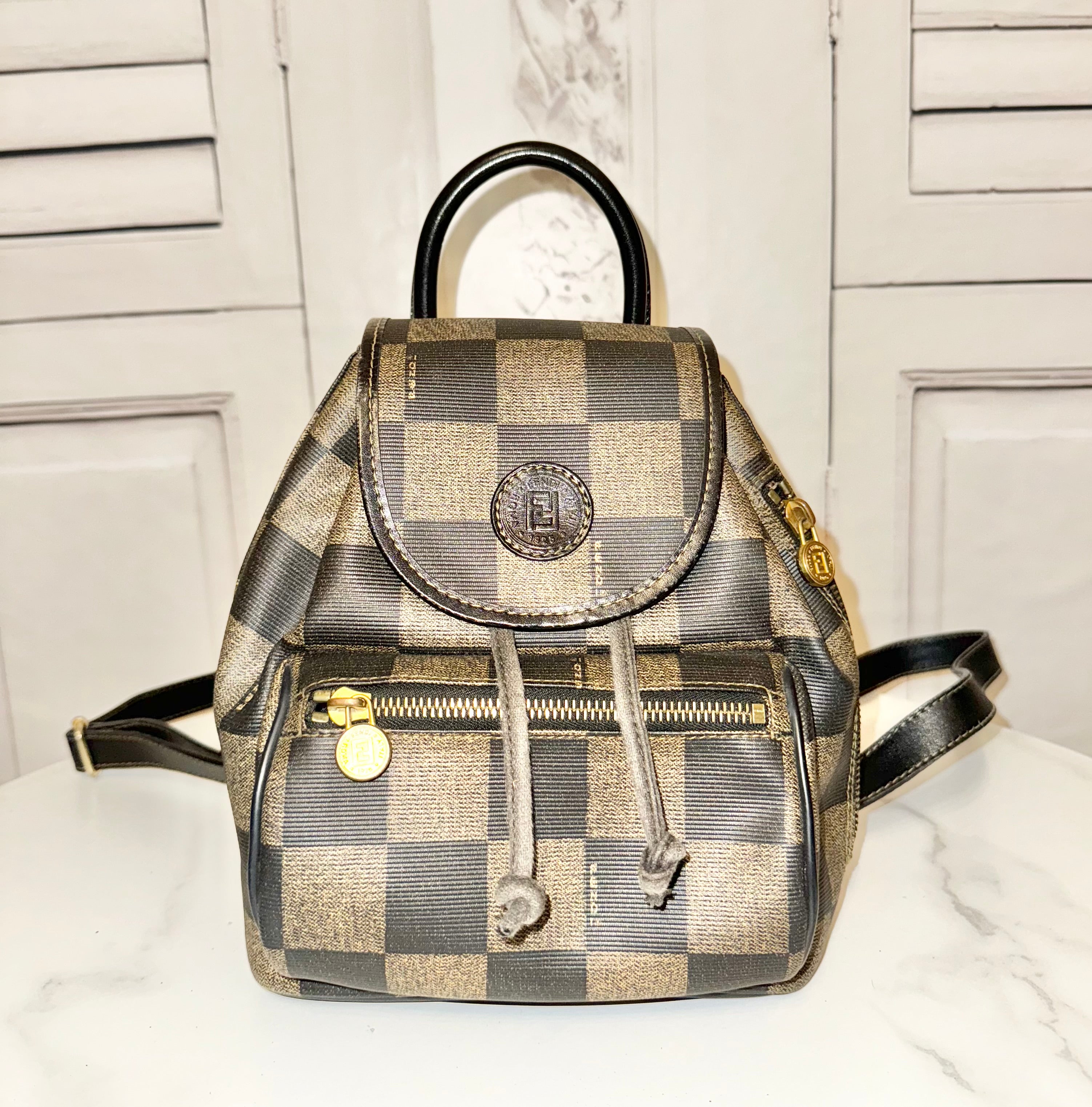 PRELOVED FENDI Logo Check Mini Backpack – 2ndLove Luxury Boutique